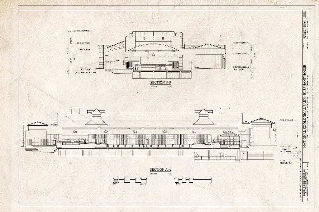 Blueprint Section B-B, Section A-A - National Zoological Park, Elephan ...