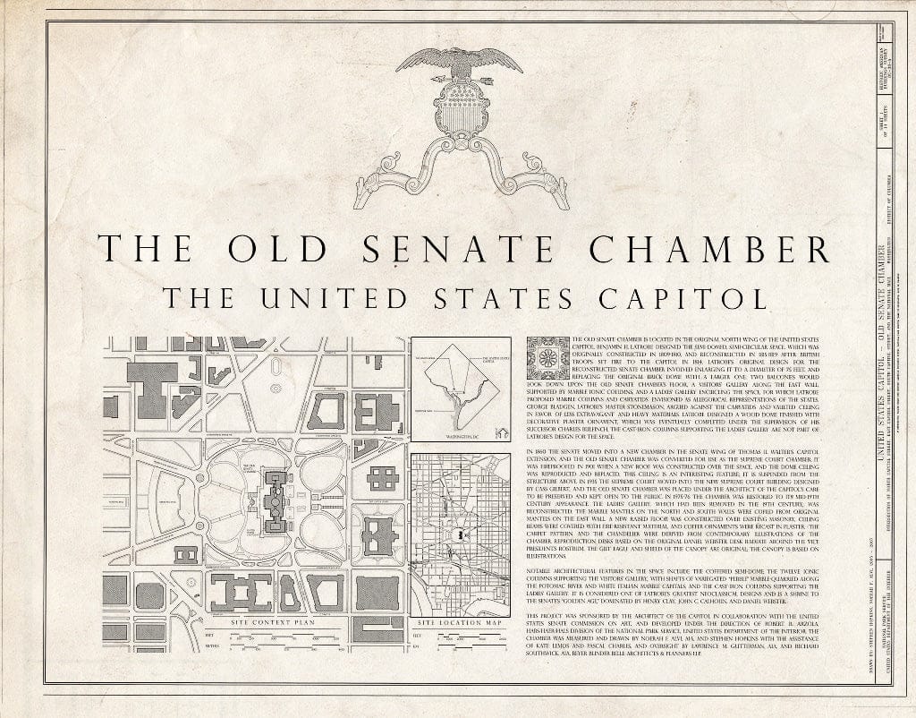 Blueprint Site Plan & Map - U.S. Capitol, Old Senate Chamber, Intersec ...