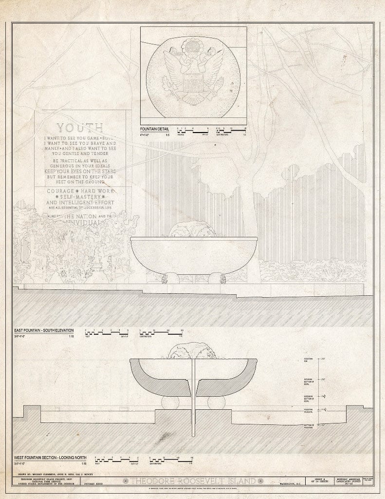 Blueprint Fountains - Theodore Roosevelt Island, Potomac River, Washin ...