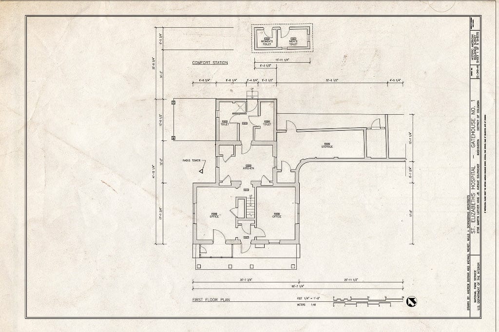 Blueprint First Floor Plan - St. Elizabeths Hospital, Gatehouse No. 1 ...