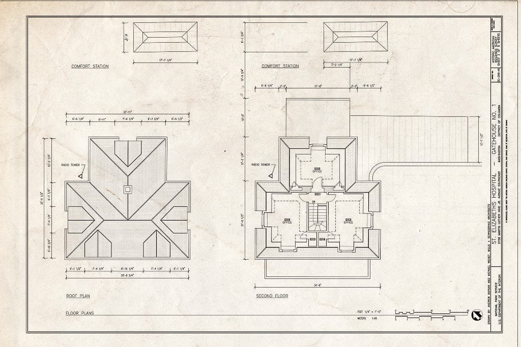 Blueprint Second Floor & Roof Plan - St. Elizabeths Hospital, Gatehous ...