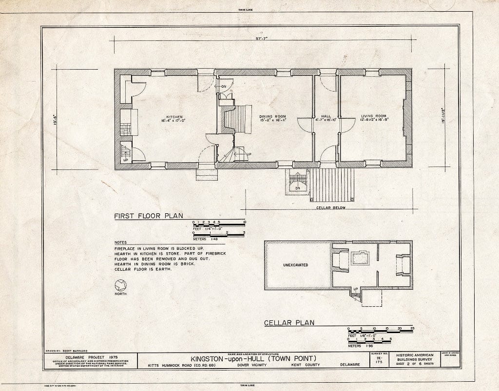 Blueprint First Floor Plan & Cellar Plan - Kingston-Upon-Hill, Kitts H ...