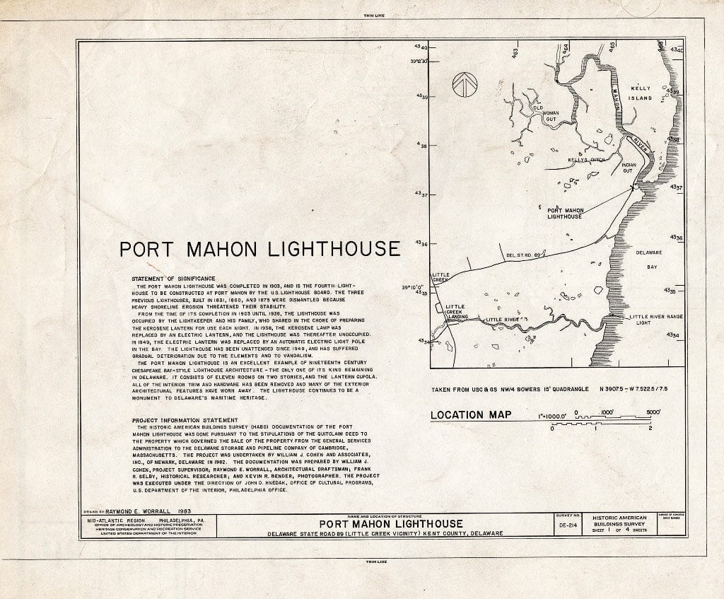 Blueprint HABS DEL,1-LITCRE.V,1- (Sheet 1 of 4) - Port Mahon Lighthous ...