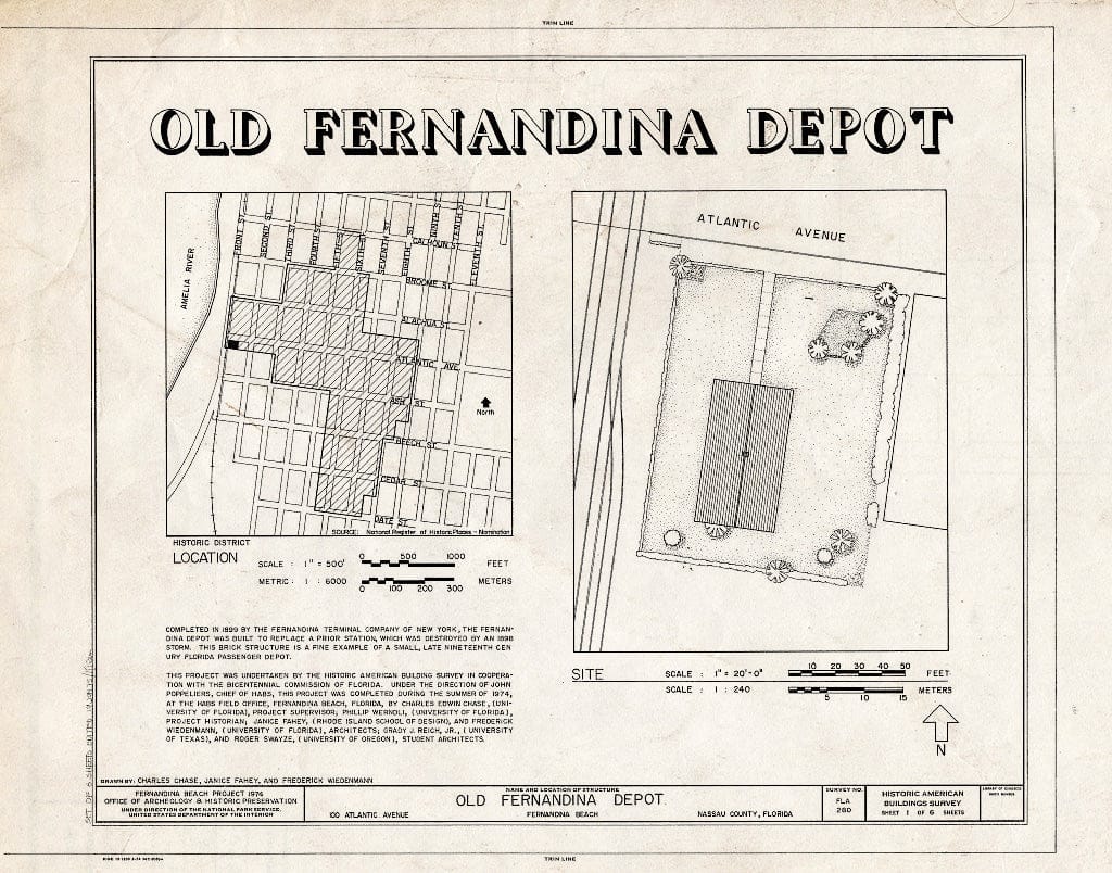 Blueprint HABS FLA,45-FERB,1- (Sheet 1 of 6) - Old Fernandina Depot, 1 ...