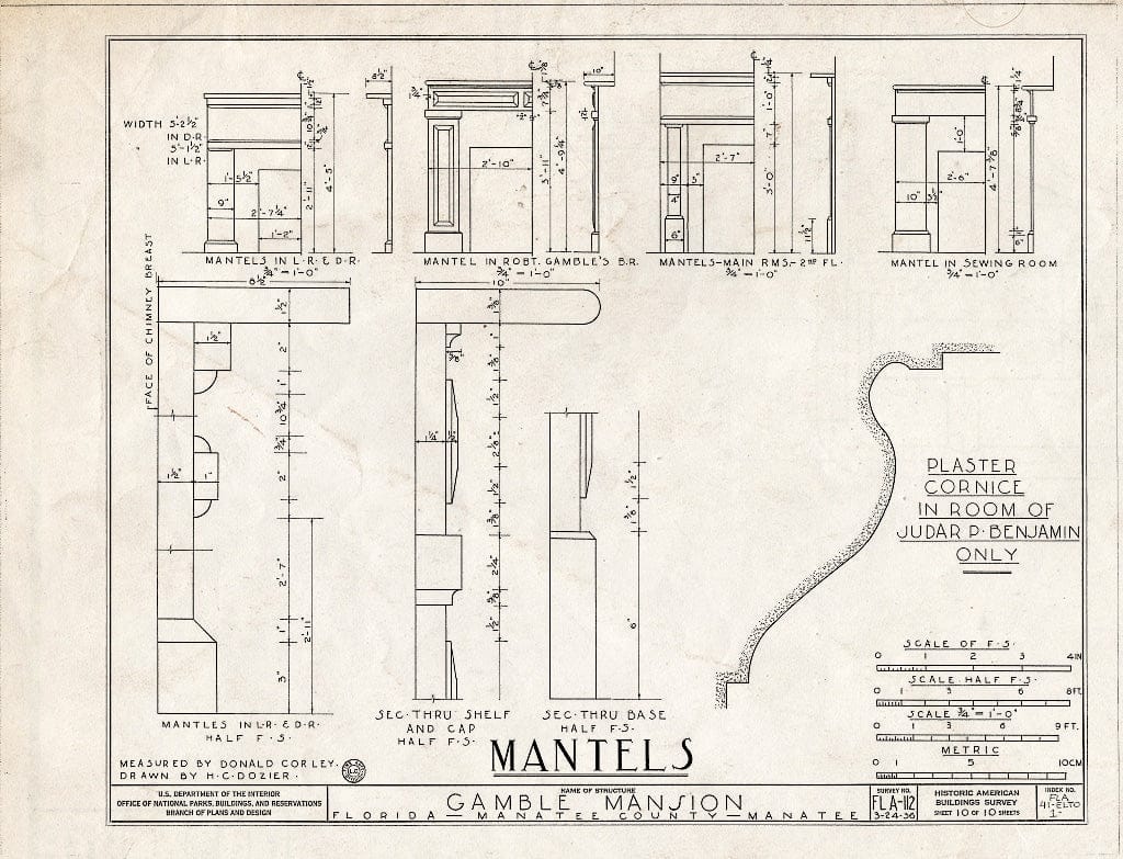 Blueprint HABS FLA,41-ELTO,1- (Sheet 10 of 10) - Gamble Mansion, Manat ...