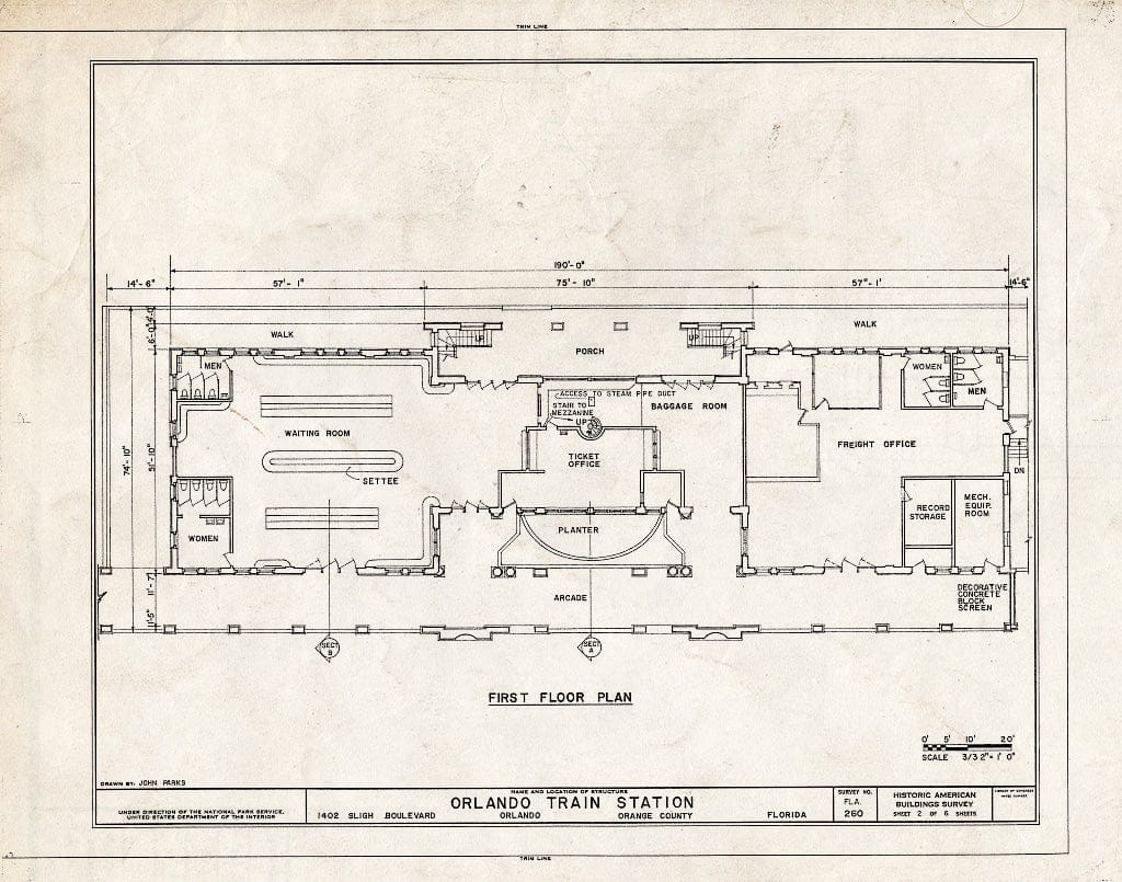 Blueprint First Floor Plan - Atlantic Coastline Railroad Station, 1402 ...