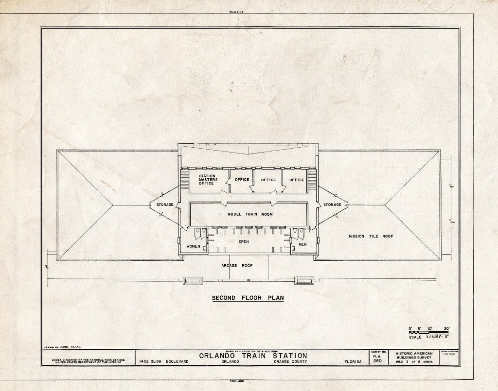 Blueprint Second Floor Plan - Atlantic Coastline Railroad Station, 140 ...