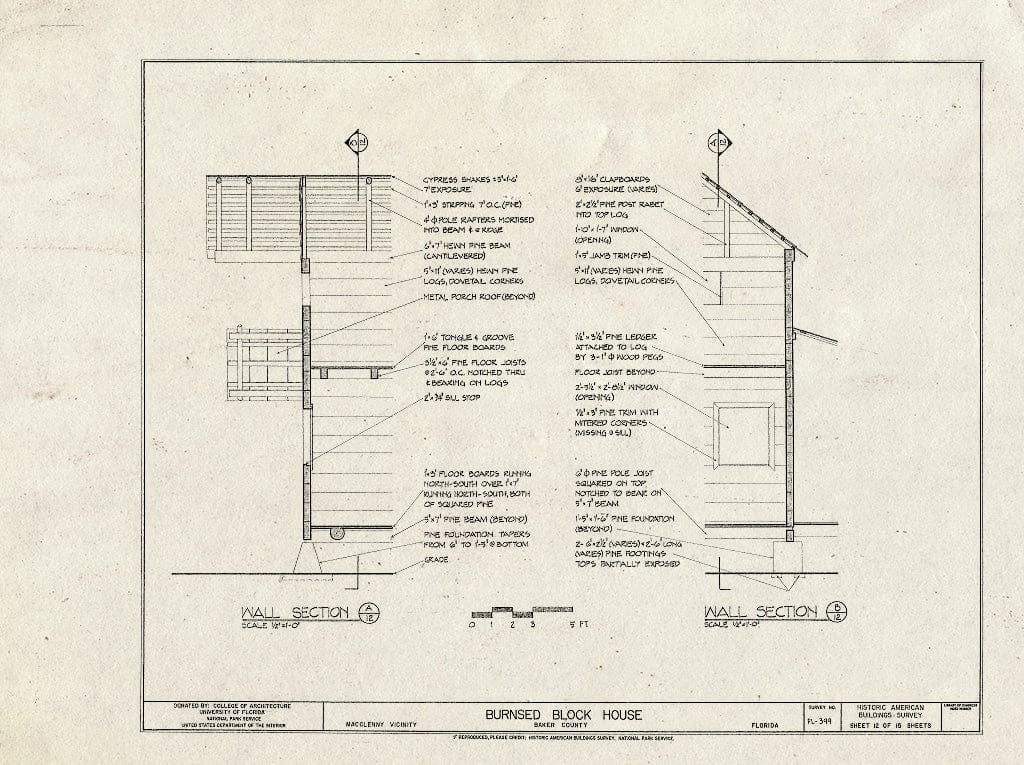 Blueprint HABS FL-399 (Sheet 12 of 15) - Burnsed Blockhouse, Near St ...
