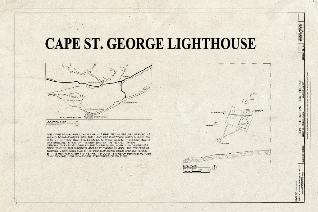 Blueprint Site Plan - Cape Saint George Lighthouse, Cape St. George, A ...