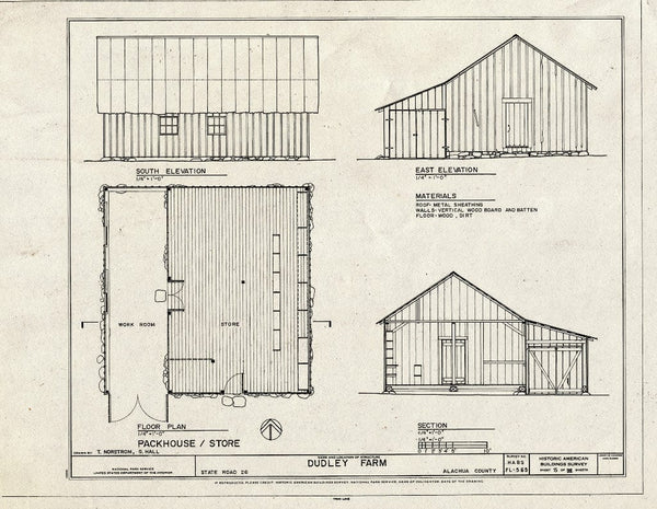 Blueprint Packhouse/Storehouse - Elevations, Floor Plan & Section - Du ...