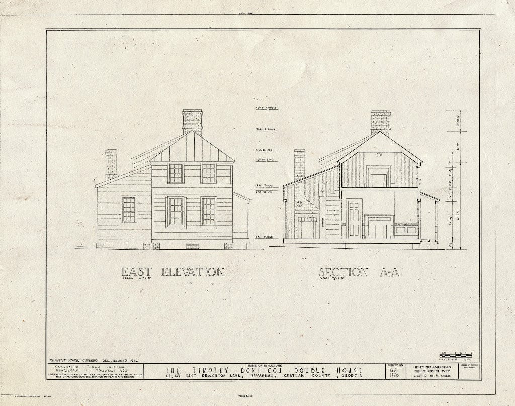 Blueprint HABS GA,26-SAV,66- (Sheet 5 of 6) - Timothy Bonticou Double ...