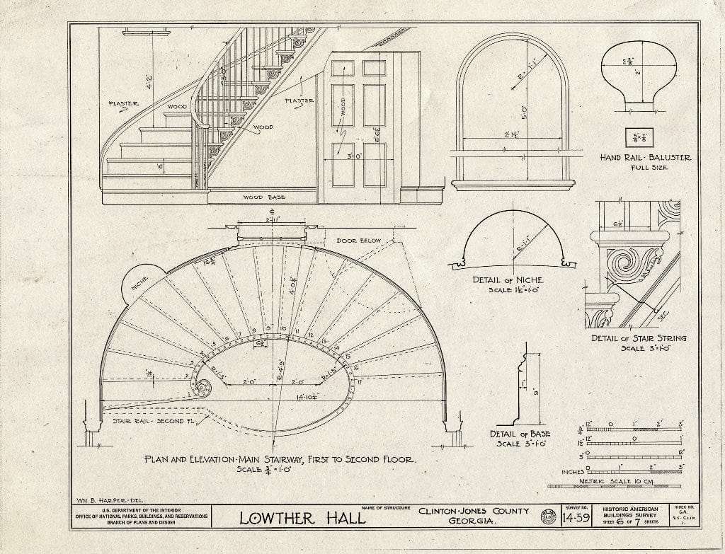 Blueprint HABS GA,85-CLIN,1- (Sheet 6 of 7) - Lowther Hall, Clinton, J ...