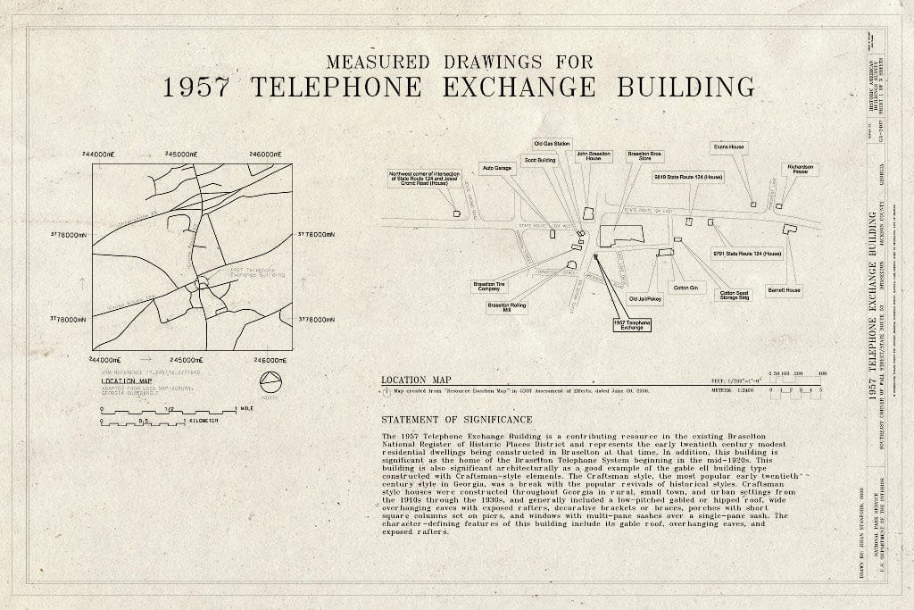 Blueprint Cover Sheet & map - 1957 Telephone Exchange Building, Southe ...