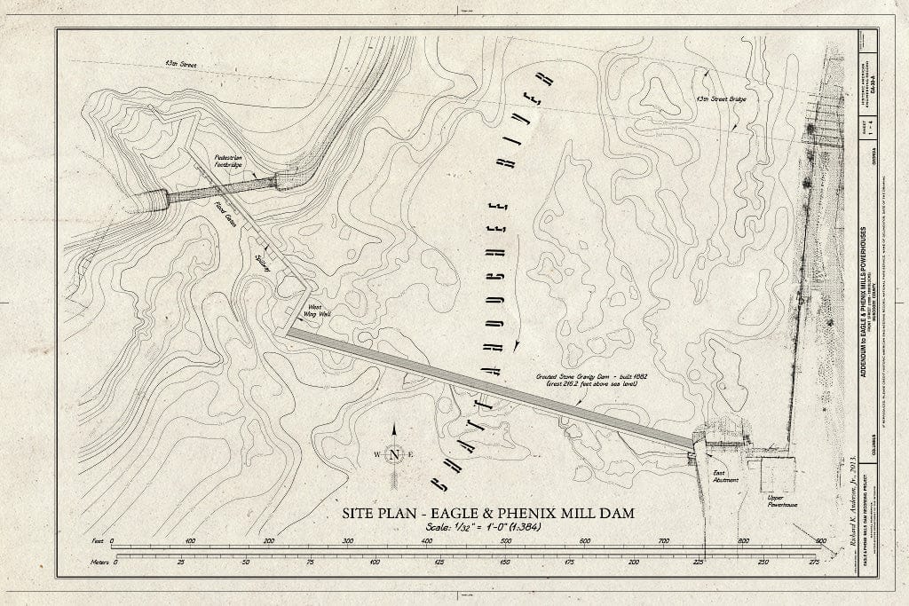 Blueprint Site Plan - Eagle & Phenix Mills, Dam, Front Street (1200-13 ...