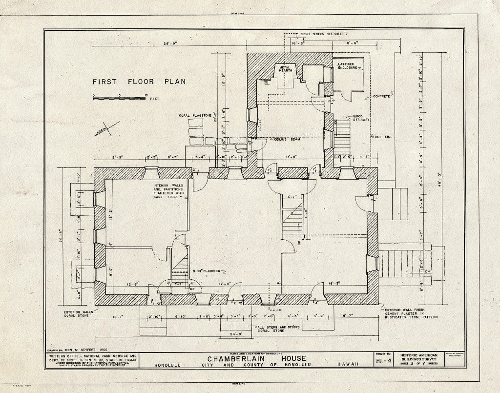 Blueprint HABS HI,2-Honlu,6- (Sheet 3 of 7) - Chamberlain House, King ...