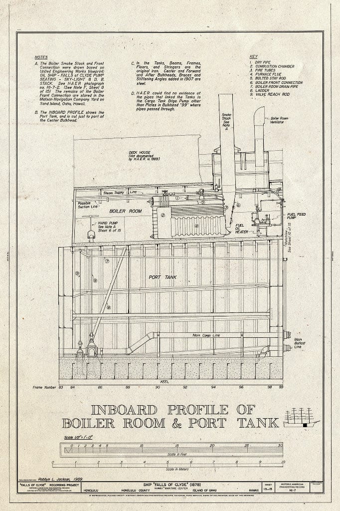 Blueprint Inboard Profile of Boiler Room and Port Tank - Ship Falls of ...