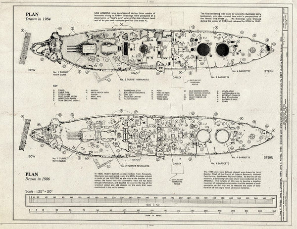 Blueprint 3. Plan, Drawn in 1984; Plan, Drawn in 1986 - USS Arizona, S ...