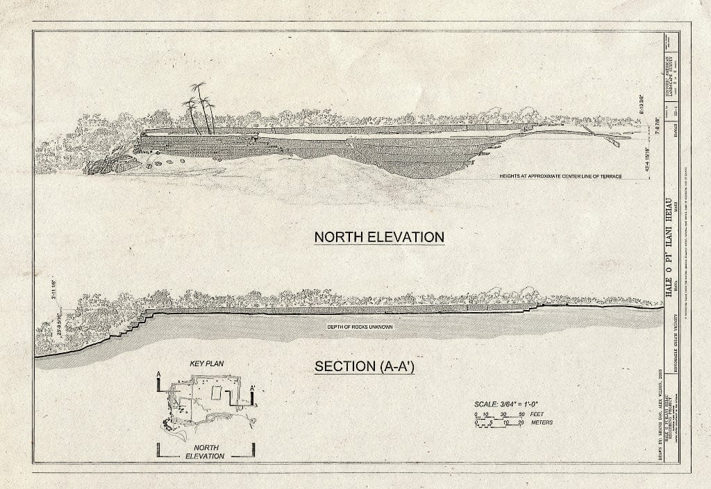 Blueprint HALS HI-1 (Sheet 3 of 5) - Hale O Pi' Ilani Heiau, Honomaele ...