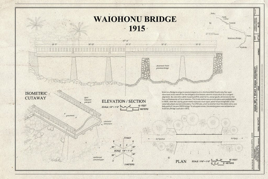 Blueprint Waiohonu Bridge - Hana Belt Road, Between Haiku and Kaipahul ...