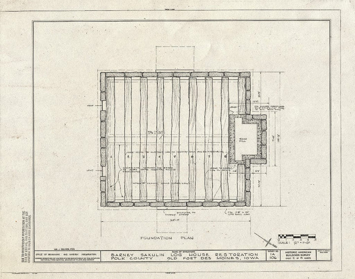 Blueprint HABS Iowa,77-Desmo,20- (Sheet 2 of 8) - Barney Sakulin Log H ...