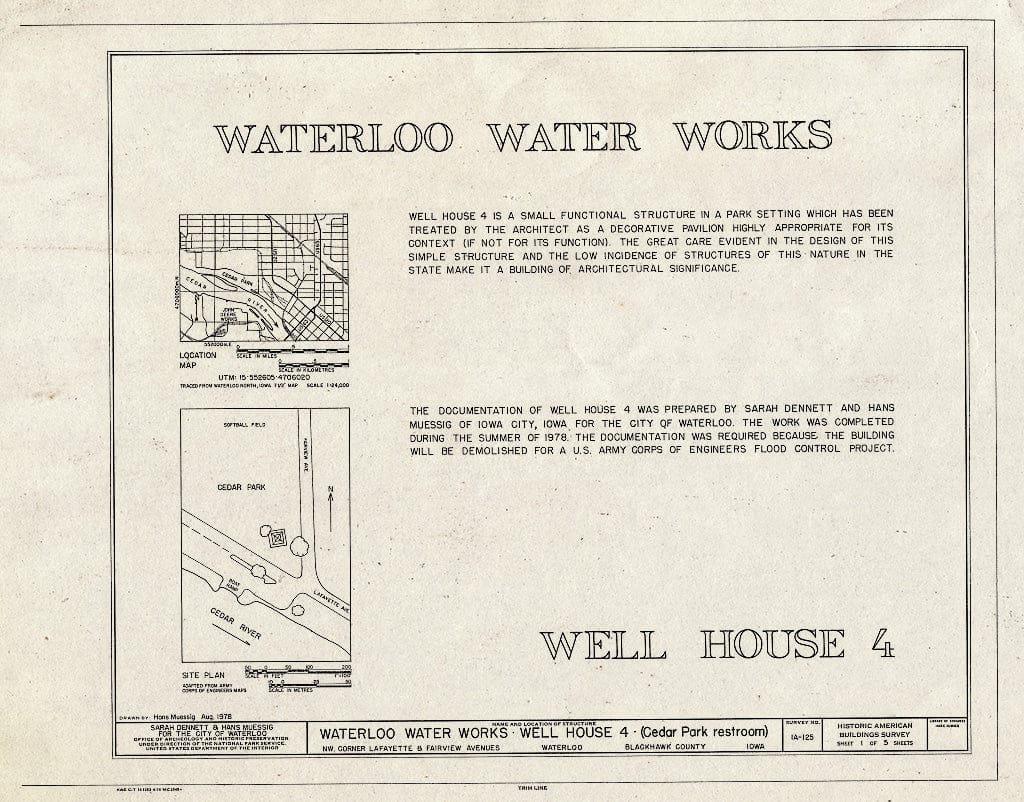Blueprint HABS Iowa,7-WATLO,3- (Sheet 1 of 5) - Waterloo Water Works ...