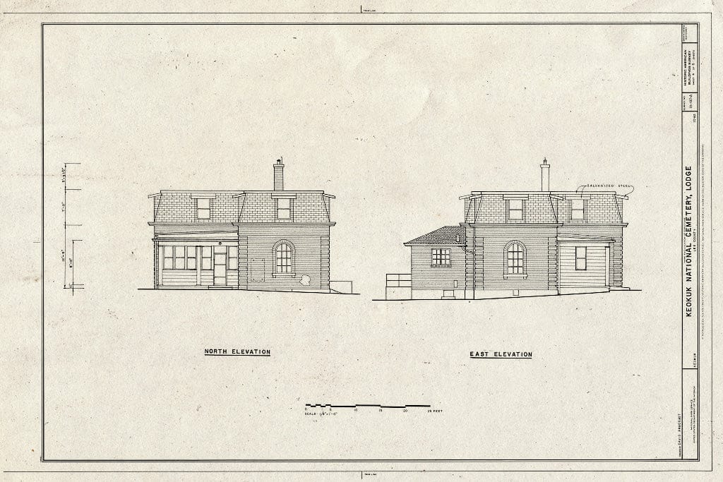 Blueprint North Elevation, East Elevation - Keokuk National Cemetery ...