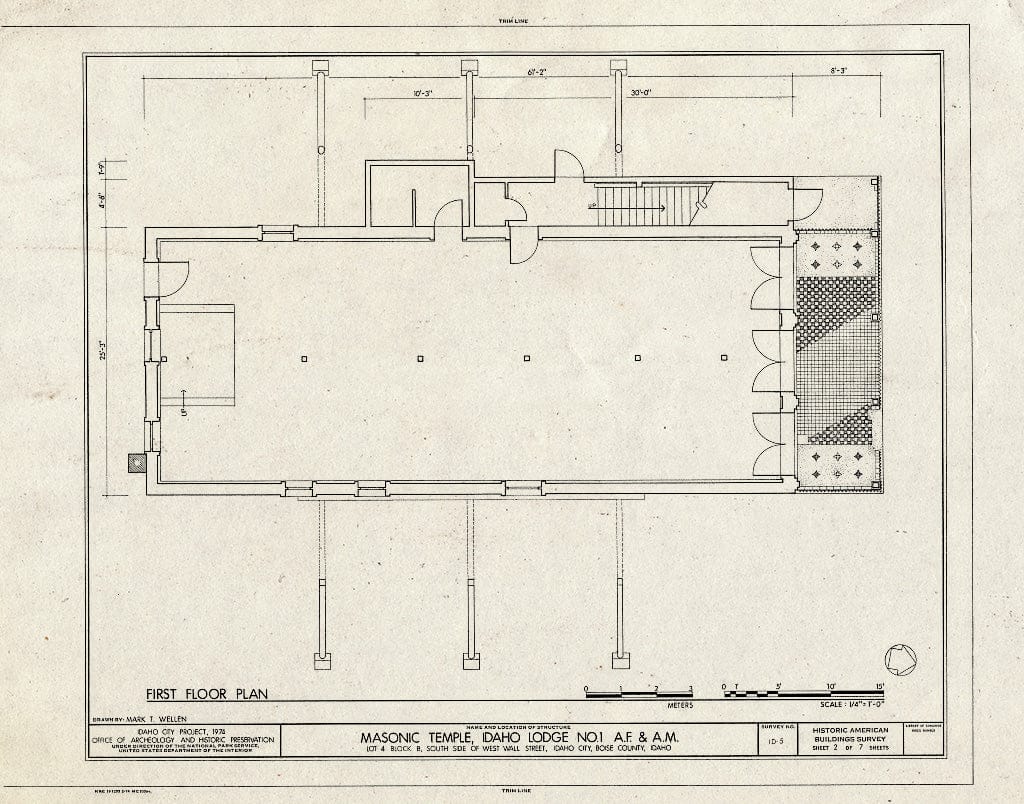 Blueprint HABS ID,8-IDCI,1- (Sheet 2 of 7) - Masonic Temple, Idaho Lod ...