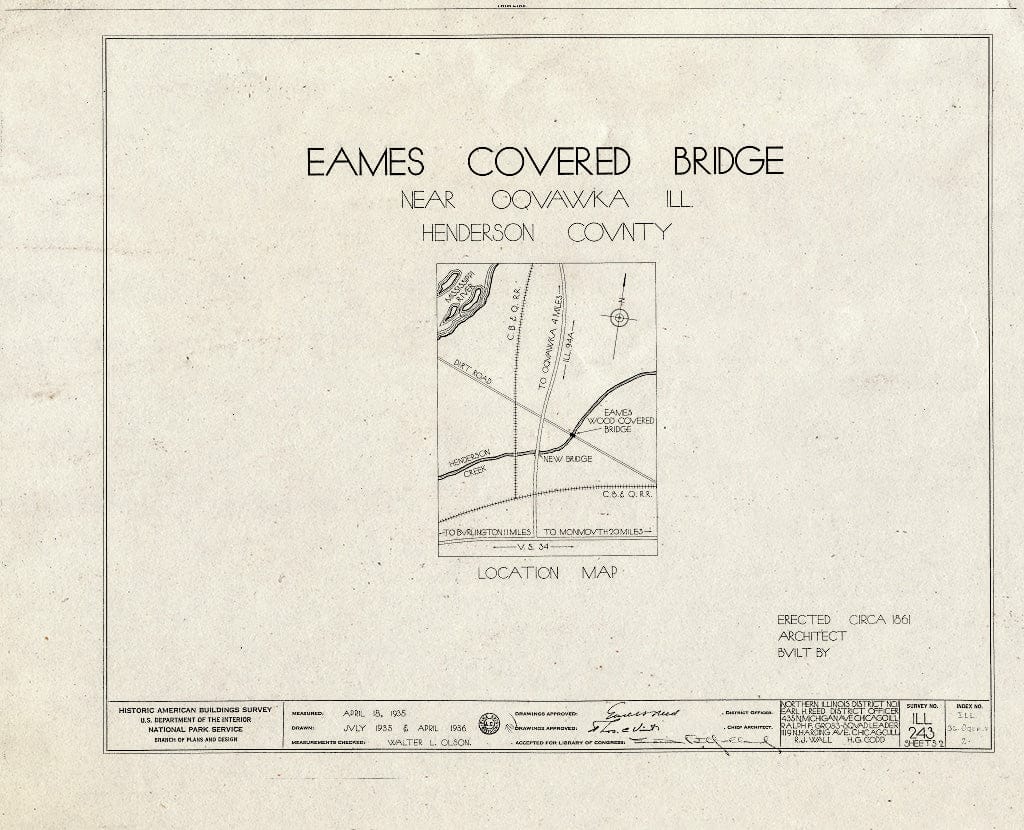 Blueprint Cover Sheet - Eames Covered Bridge, Spanning Henderson Creek ...