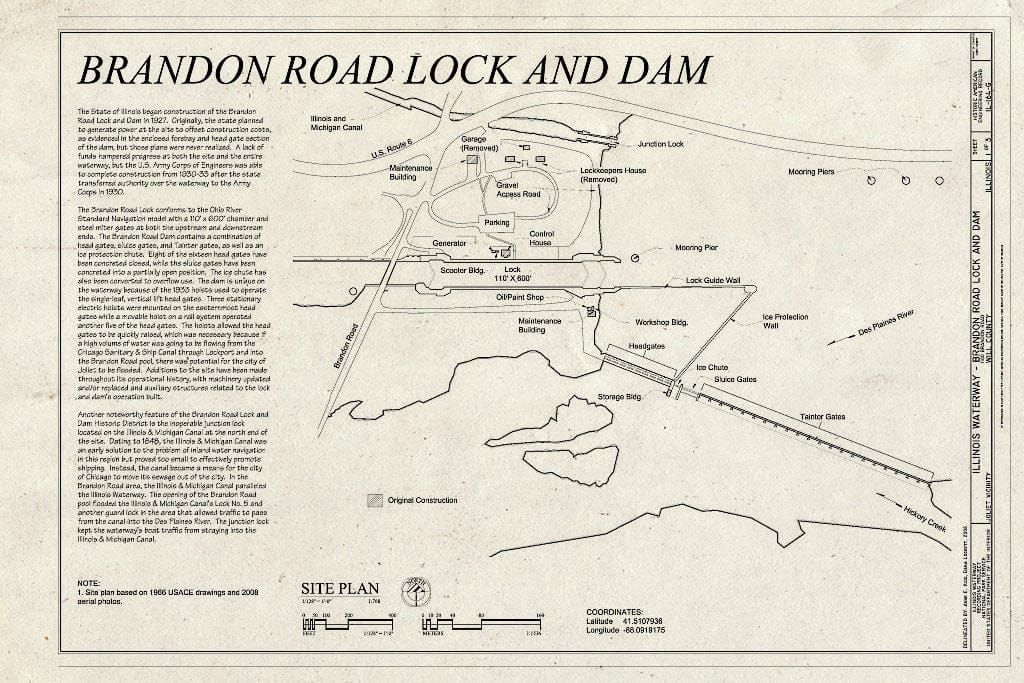 Blueprint Site Plan - Illinois Waterway, Brandon Road Lock and Dam, 11 ...