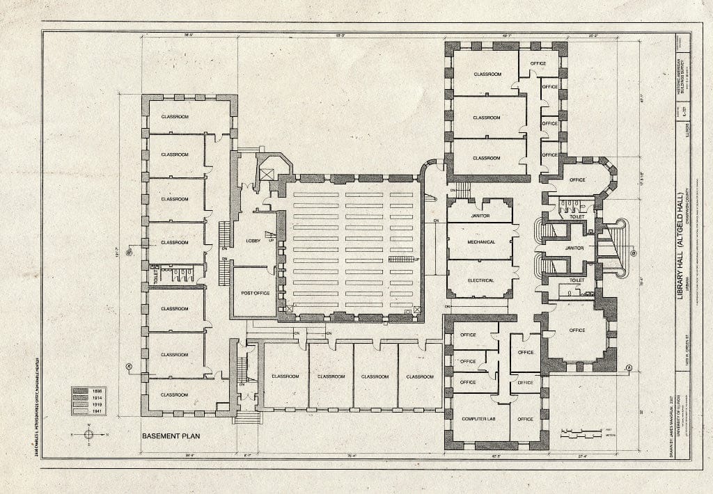 Blueprint Basement Plan - Library Hall, 1409 West Green Street, Urbana ...