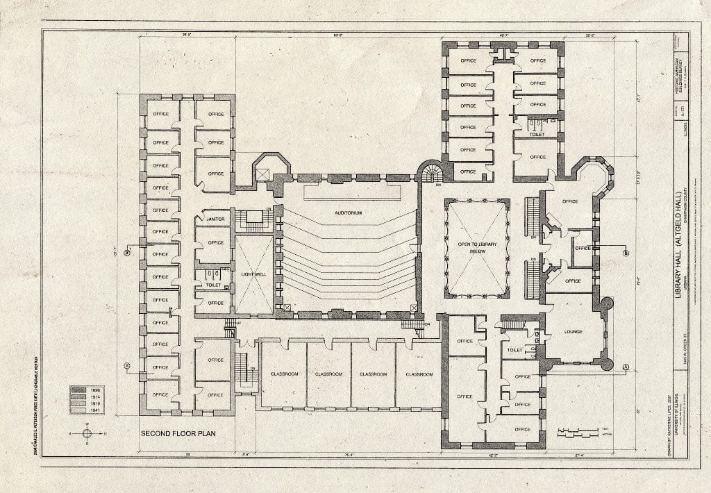 Blueprint Second Floor Plan - Library Hall, 1409 West Green Street, Ur ...