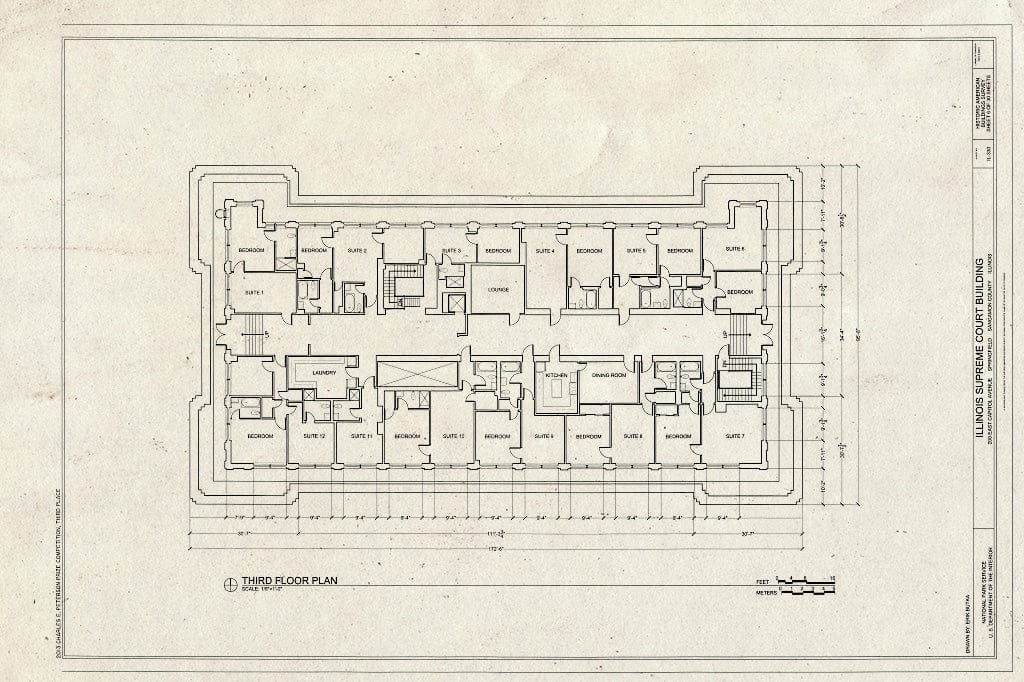 Blueprint Third Floor Plan - Illinois Supreme Court Building, 200 East ...