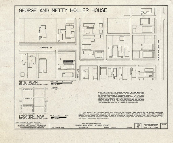 Blueprint HABS IND,49-IND,6- (Sheet 1 of 11) - George & Netty Holler H – Historic Pictoric