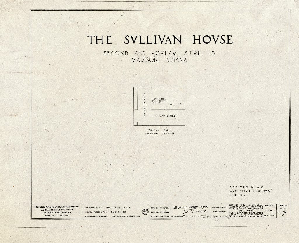 Blueprint Title Page - Judge Jeremiah Sullivan House, 304 West Second ...