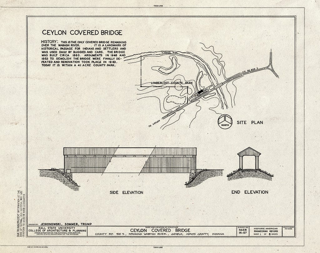 Blueprint Title Sheet - Ceylon Covered Bridge, Limberlost Park, Spanni ...