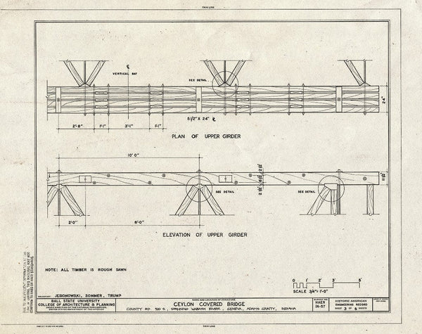Blueprint Plan of Upper Girder, Elevation of Upper Girder - Ceylon Cov ...
