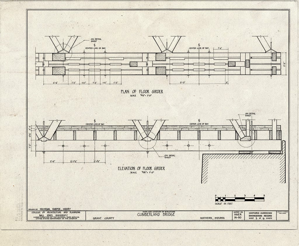 Blueprint Plan of Floor Girder, Elevation of Floor Girder - Cumberland ...