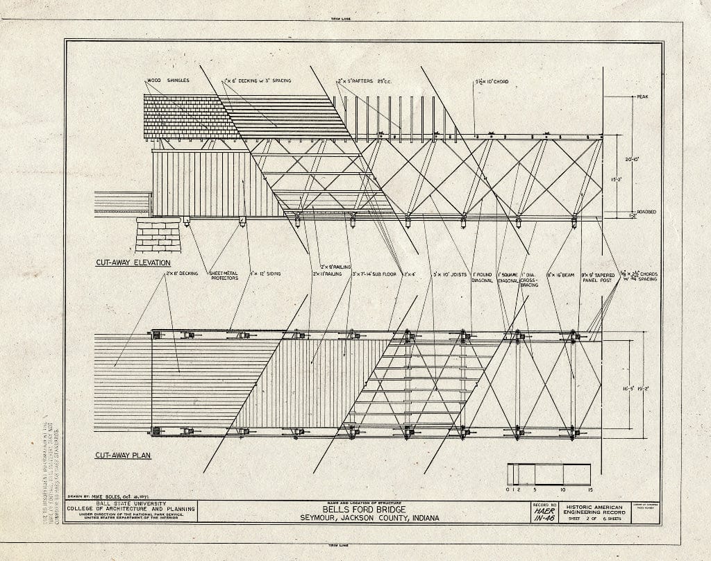 Blueprint Cut-Away Elevation, Cut-Away Plan - Bells Ford Bridge, Spann ...