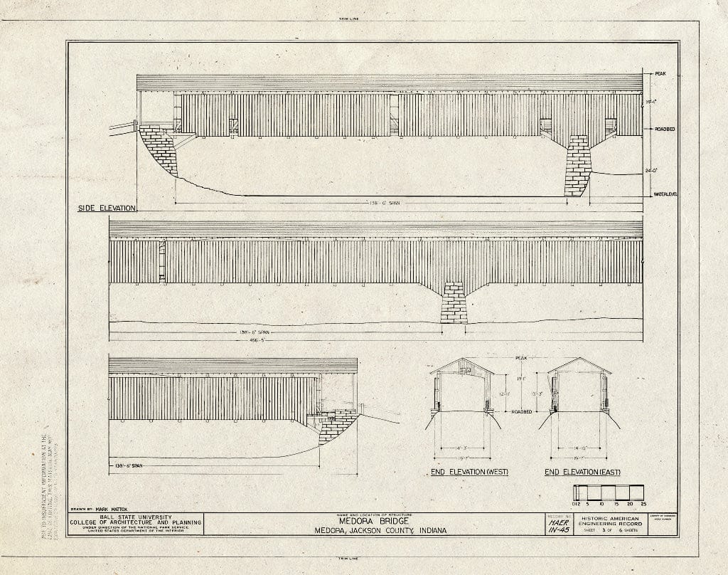 Blueprint Side Elevation, End Elevation (West), End Elevation (East ...