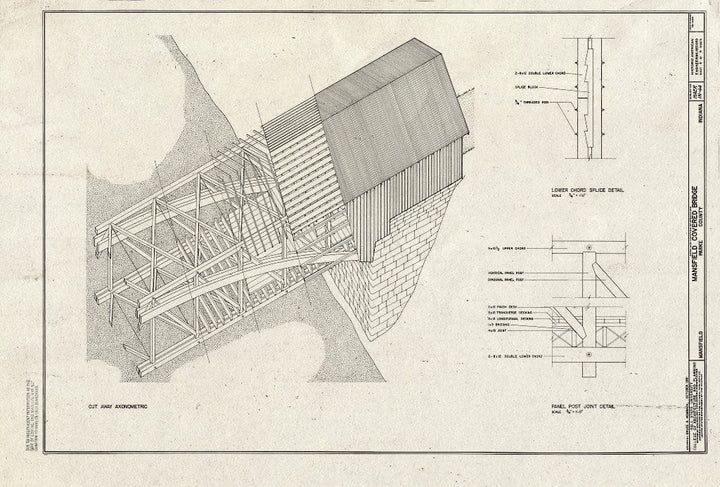 Blueprint Cut Away Axonometric, Lower Chord Splice Detail, Panel Post ...