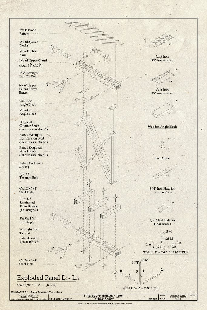 Blueprint Exploded Panel - Pine Bluff Bridge, Spanning Big Walnut Cree ...