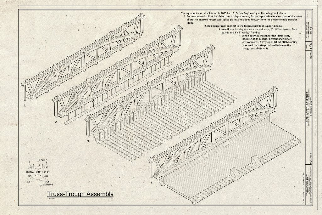 Blueprint Truss-Trough Assembly - Duck Creek Aqueduct, Spanning Duck C ...