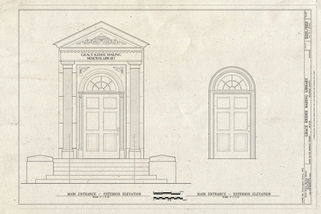 Blueprint Main Entrance, Exterior Elevation - Grace Keiser Maring Libr ...