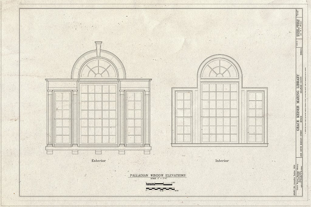 Blueprint Palladian Window Elevations - Grace Keiser Maring Library, 1 ...