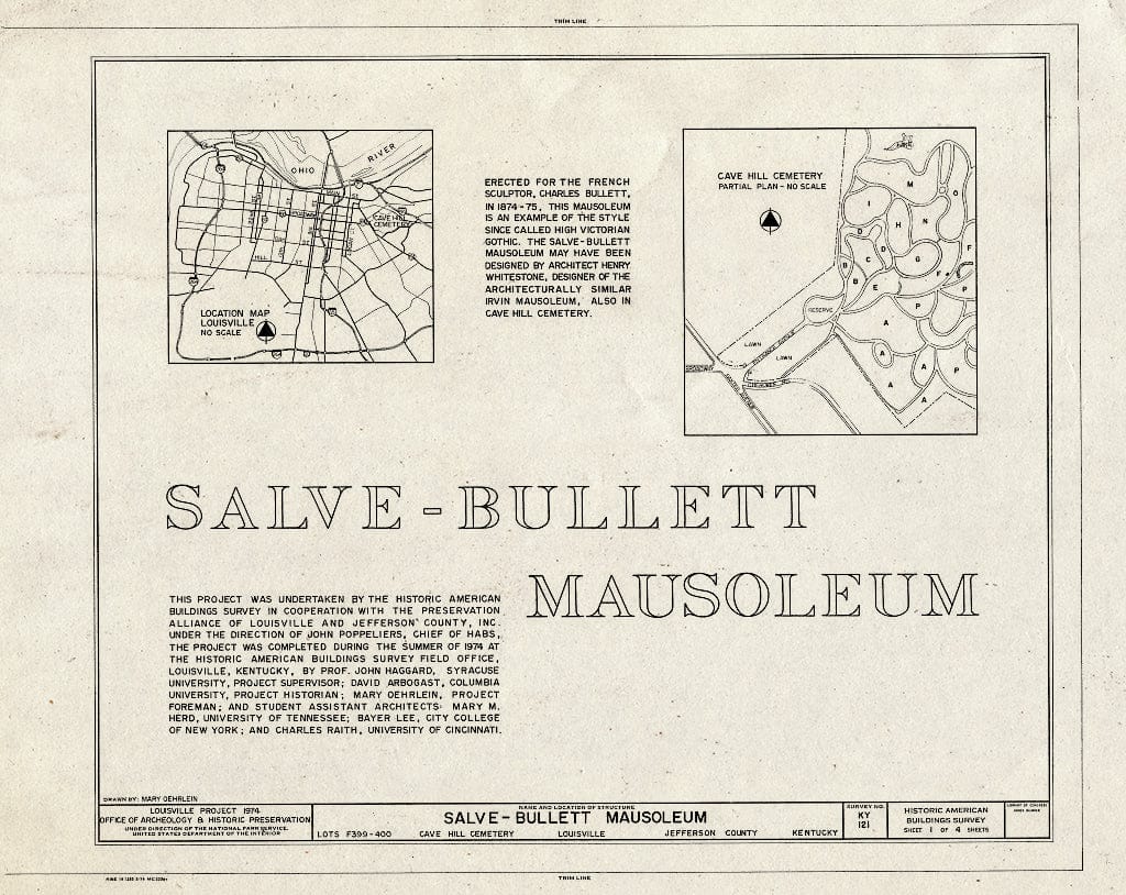 Blueprint HABS KY,56-LOUVI,11A- (Sheet 1 of 4) - Cave Hill Cemetery, S ...