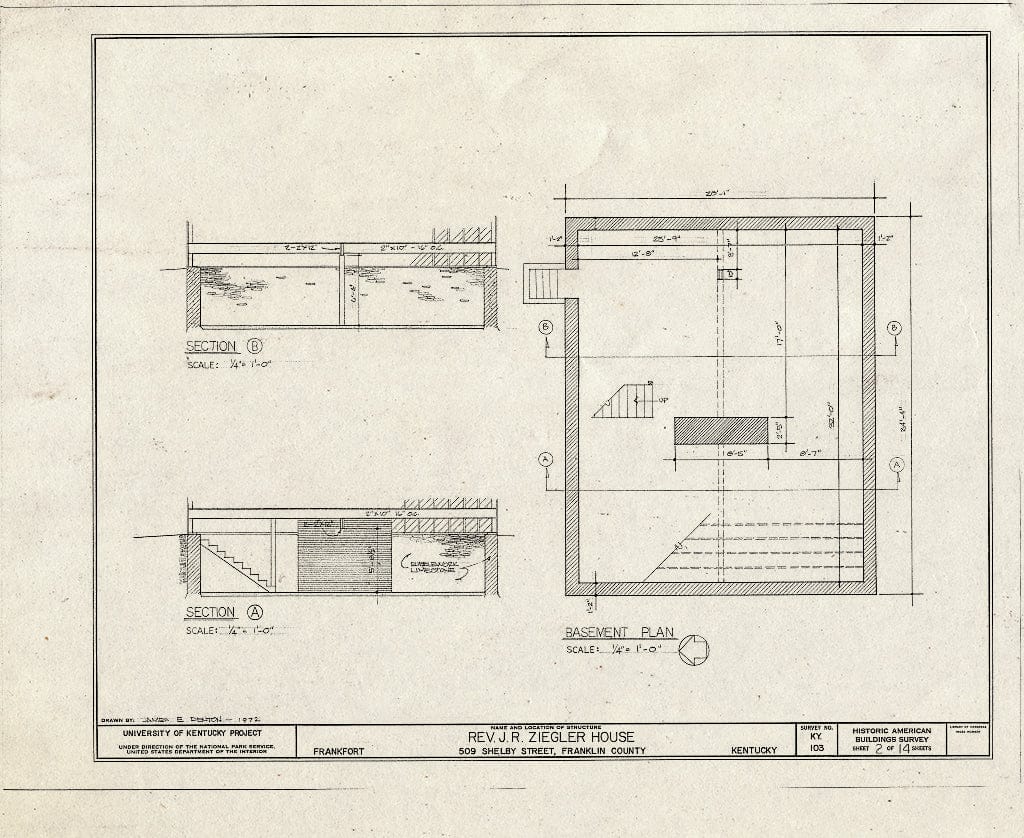Blueprint HABS KY,37-FRAFO,5- (Sheet 2 of 14) - Reverend Jessie R. Zie ...