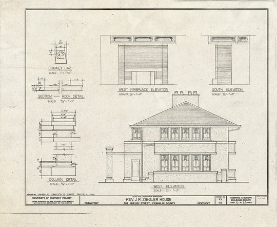 Blueprint HABS KY,37-FRAFO,5- (Sheet 6 of 14) - Reverend Jessie R. Zie ...