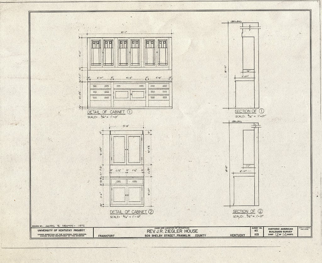 Blueprint HABS KY,37-FRAFO,5- (Sheet 12 of 14) - Reverend Jessie R. Zi ...