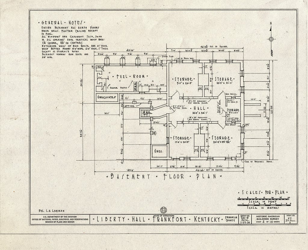 Blueprint HABS KY,37-FRAFO,2- (Sheet 2 of 15) - Liberty Hall, Main & W ...