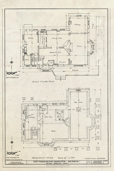 Blueprint Basement & First Floor Plans - Fort Thomas Military Reservat ...